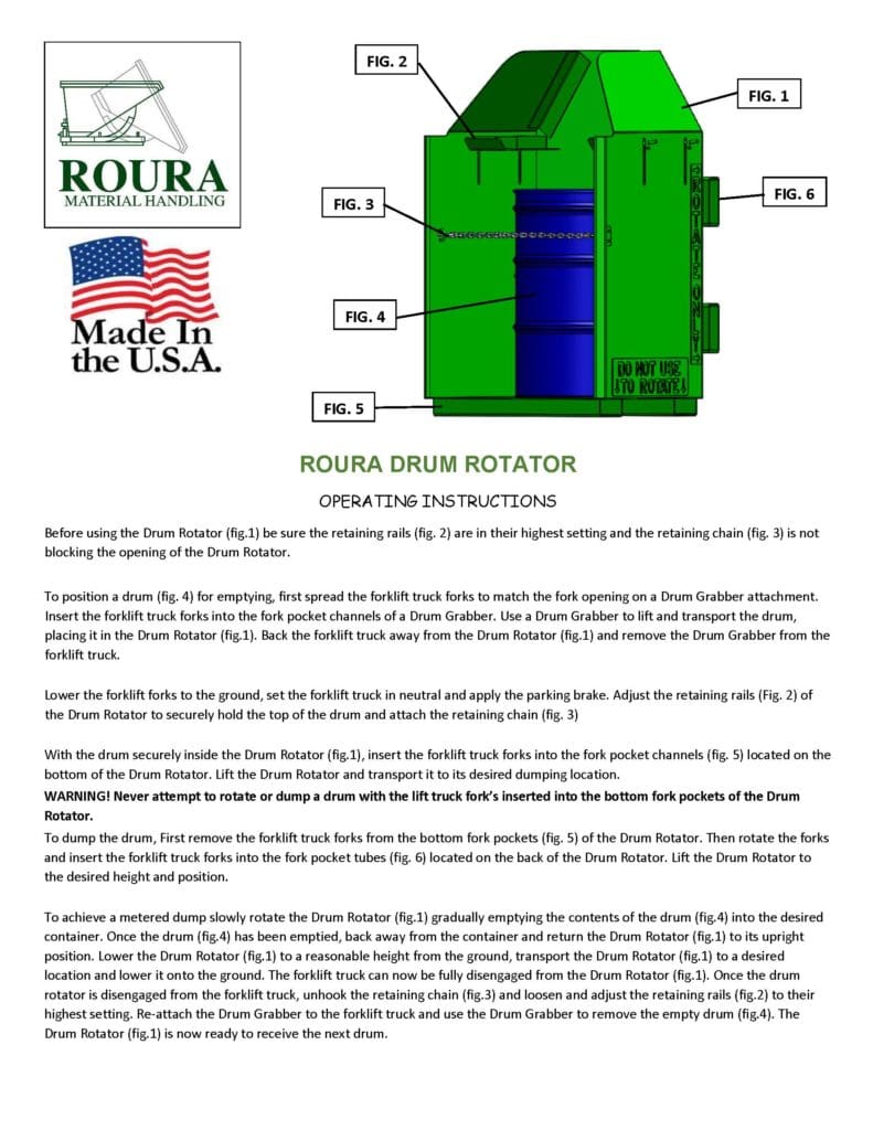 Roura Drum Rotator Instructions - Roura Material Handling